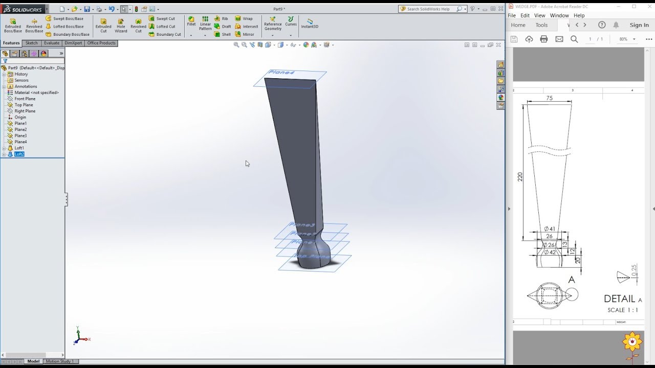 Example on loft boss feature in SolidWorks |#23| PCE | Prof. Binsu Babu ...