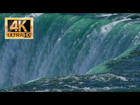 Soothing Relaxing Waterfall Sounds, Niagara Falls, Deep Sleep, Brightness dims after 1 hour