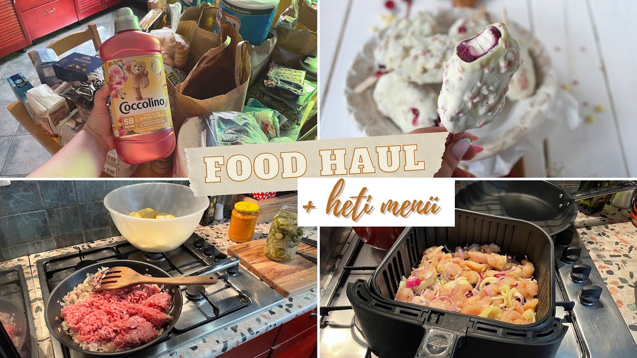 Food Haul + heti menü - házi magnum fagyi, naan kenyér, rakott cukkini ...