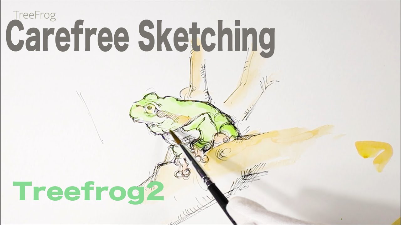 Carefree Sketching[ Tree frog] お気軽スケッチ「アマガエル」 - YouTube
