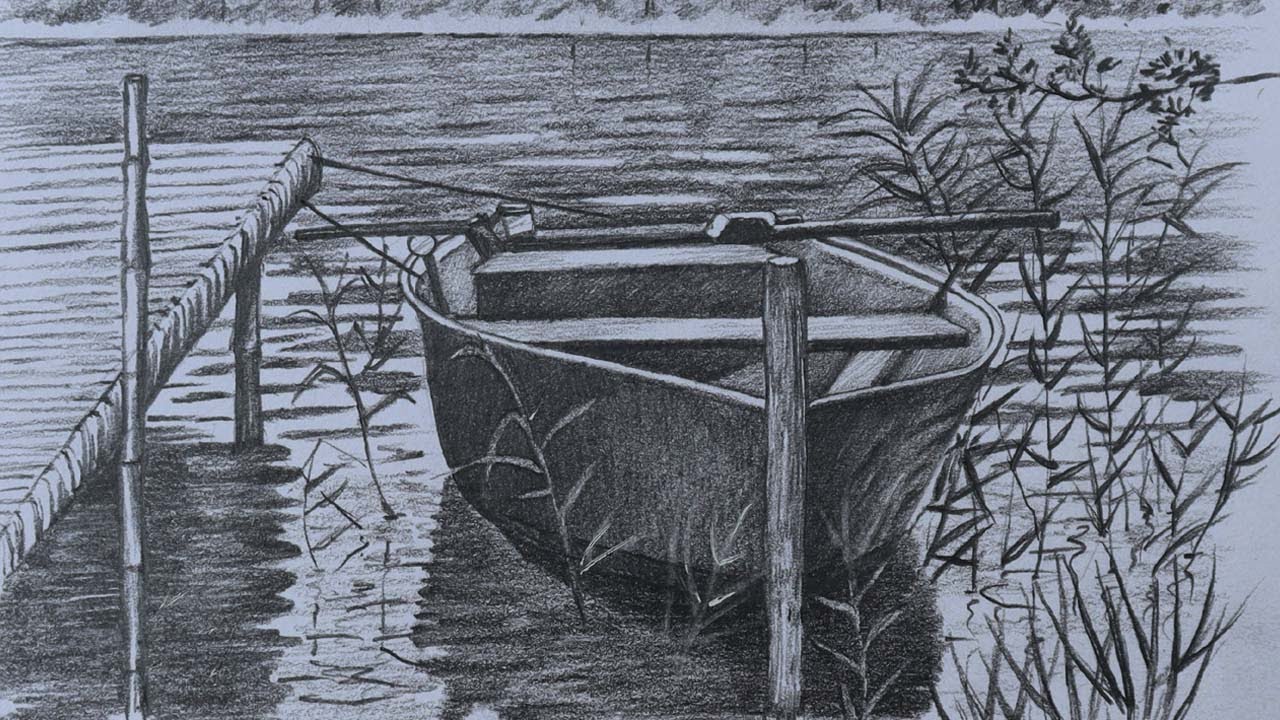 How to Draw a Boat With Pencil Sketch | Boat Drawing in Pencil ...