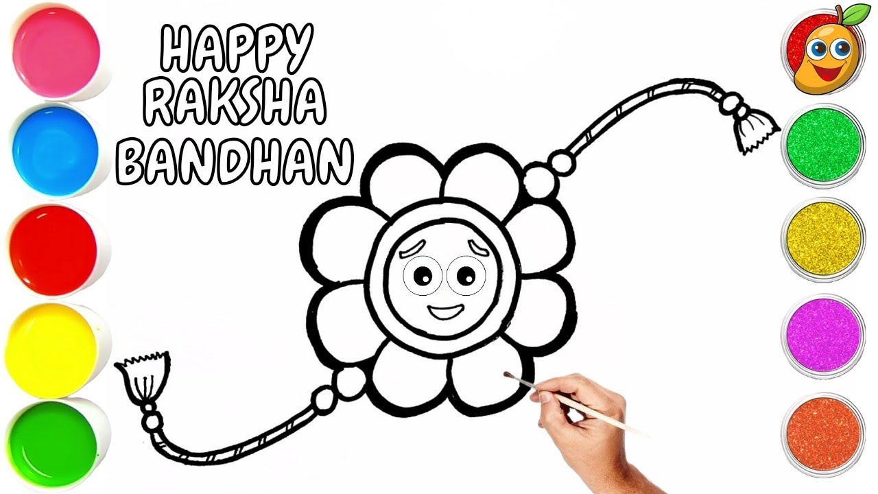 Rakhi Drawing Easy For Kids || How To Draw Rakhi Step By Step ...