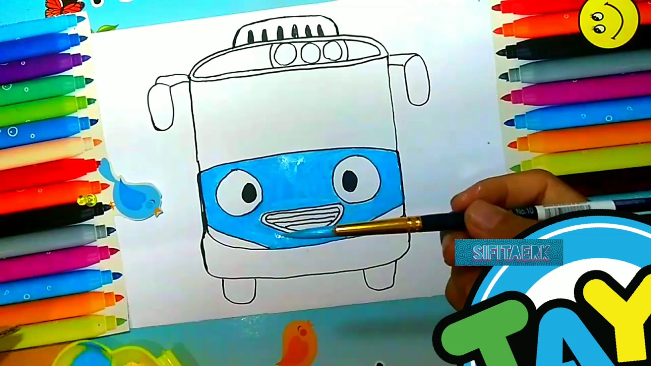 TAYO//Belajar menggambar&mewarnai TAYO the little bus(drawing and ...