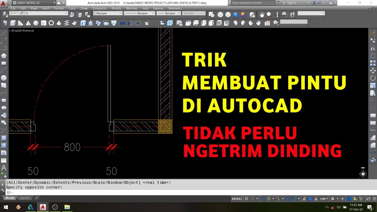 Cara gambar pintu di Autocad | denah jadi cepat - YouTube