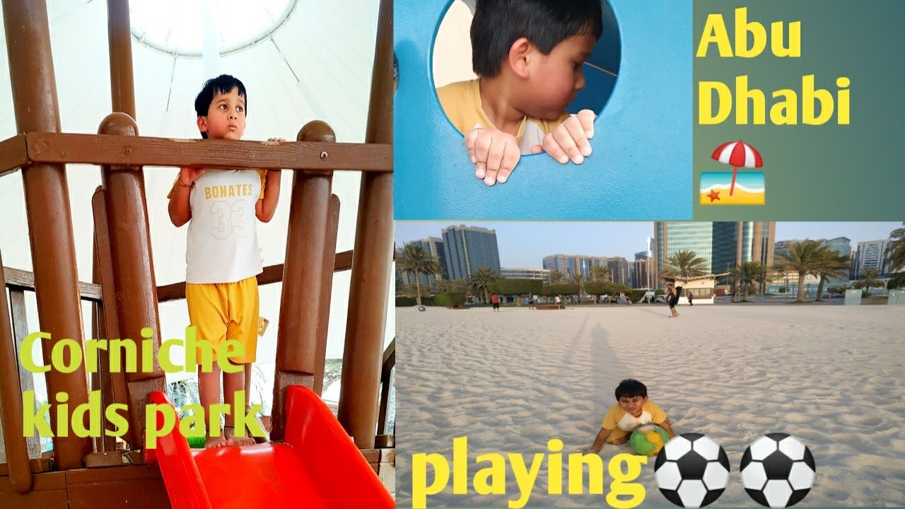 Beach 🏖 Masti And Fun | Abu Dhabi Corniche | Cute Akshat is Playing ⚽ ...