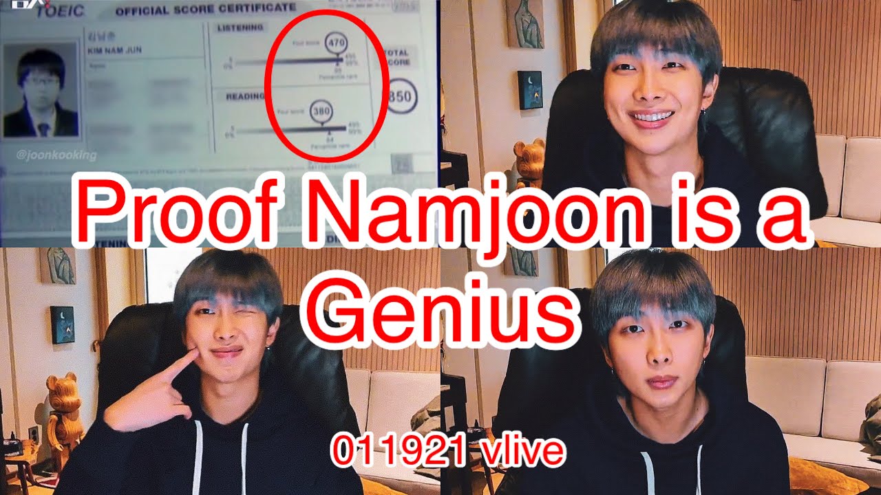 GENIUS BTS RM revealed his new TOEIC score || 011921 Namjoon amazed ...