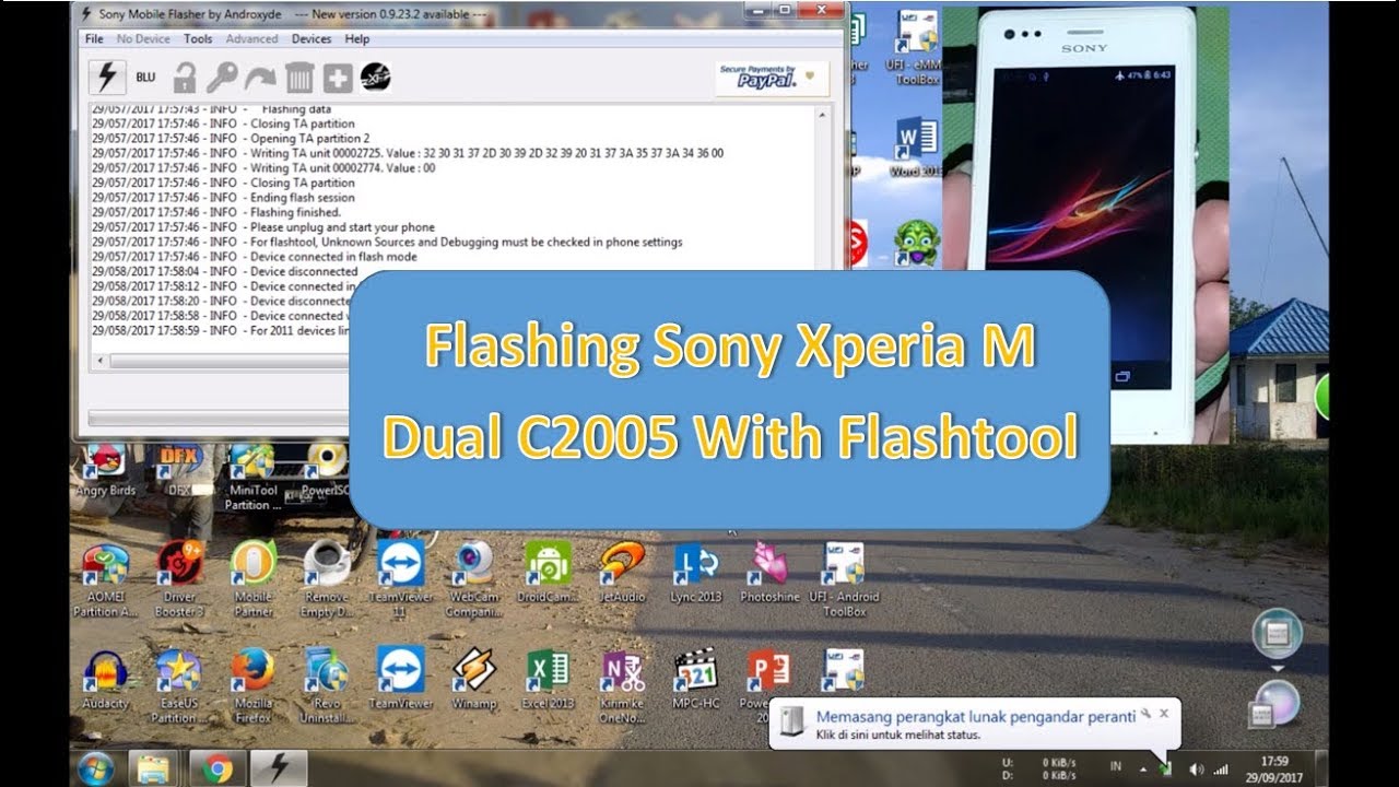 Flashing Sony Xperia M Dual C2005 With Flashtool - YouTube