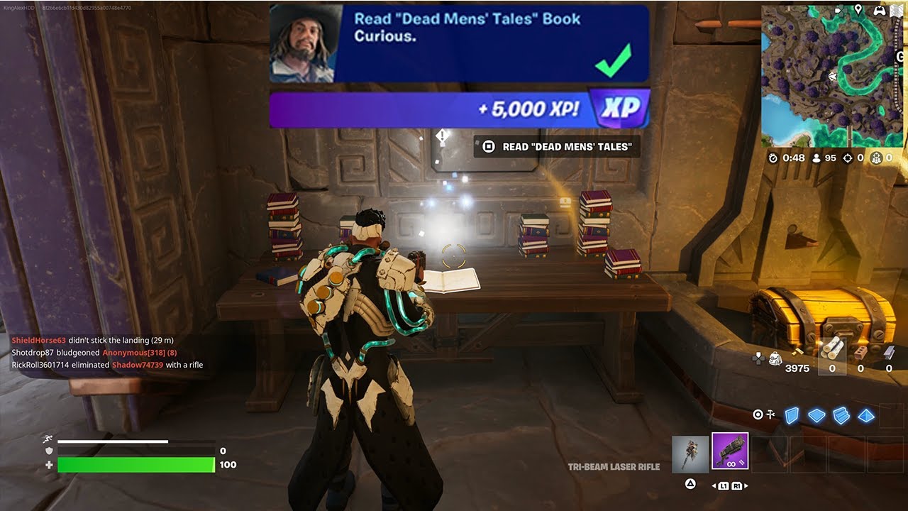 How to EASILY Read "Dead Mens" Book Curious in Fortnite locations Quest ...