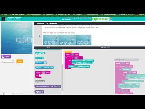 Tutorial Course E Lesson 8 Code.org Frozen Snowflake - YouTube