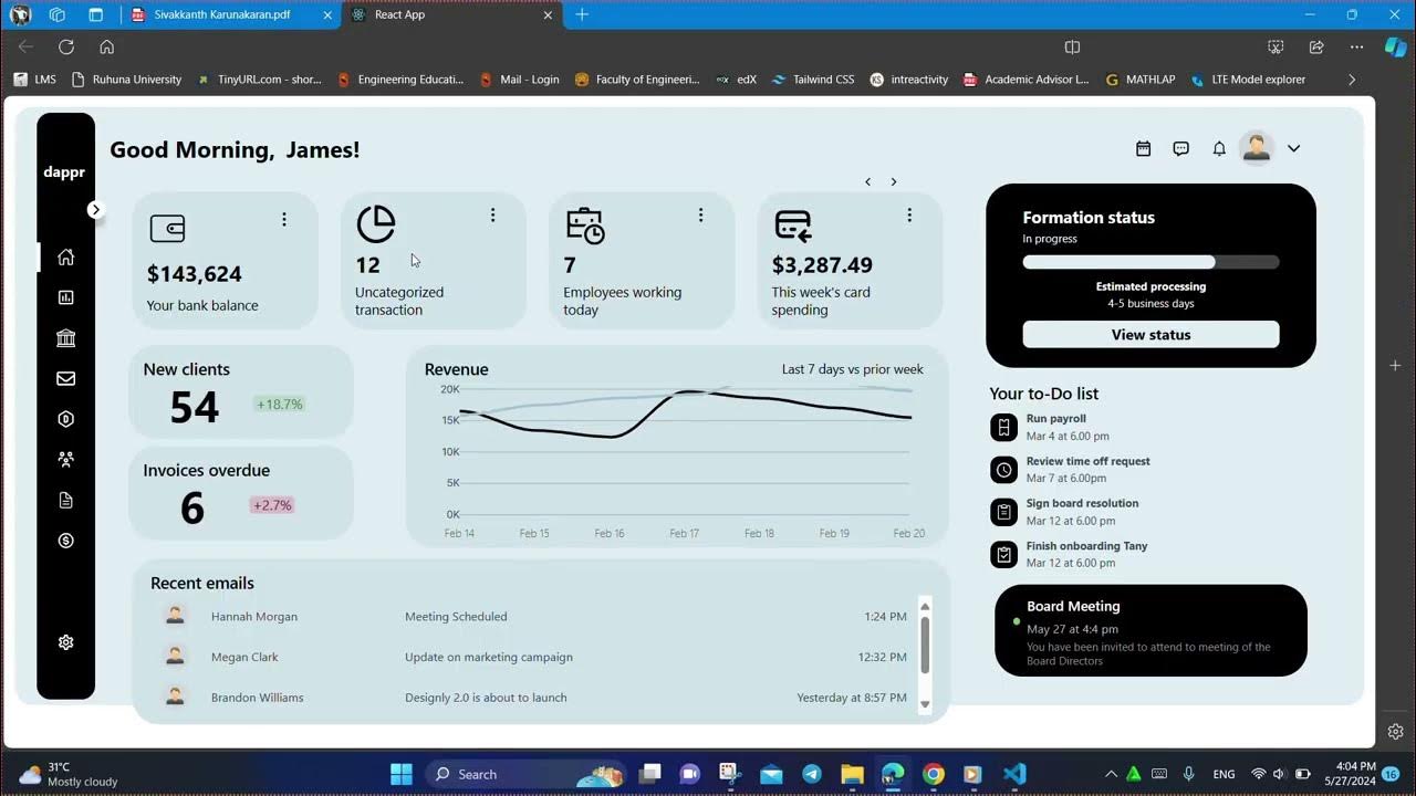 Sample Dashboard Using React Js with Tailwind CSS - YouTube