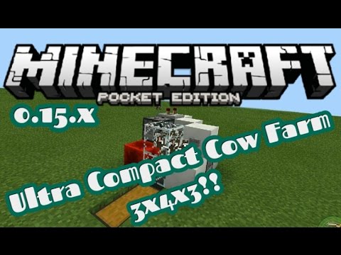 Minecraft PE : Super Compact Cow Farm (3x4x3) (0.15.x) - YouTube