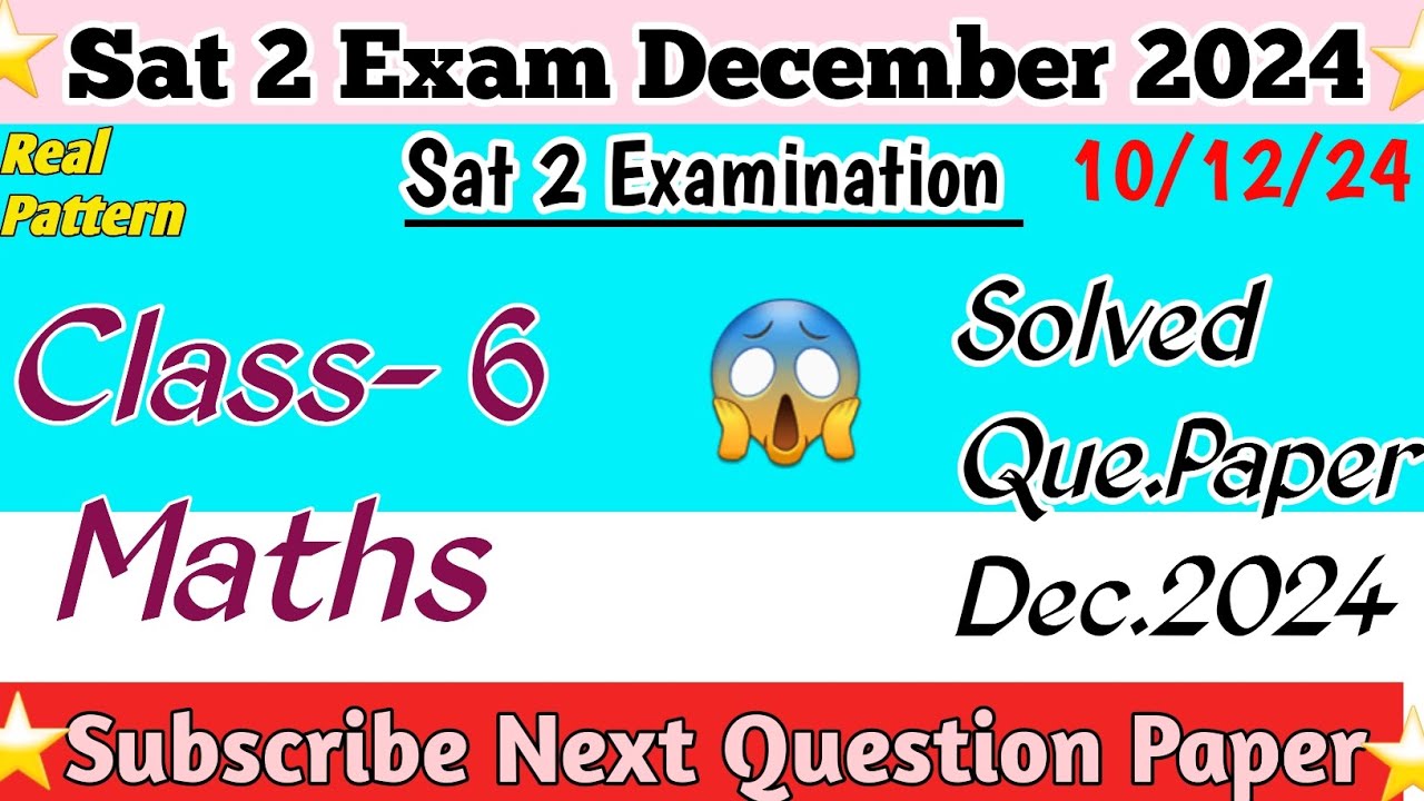 Class 6 Math Model/Sample Paper Sat 2 Exam 2024| कक्षा 6 गणित मॉडल पेपर ...