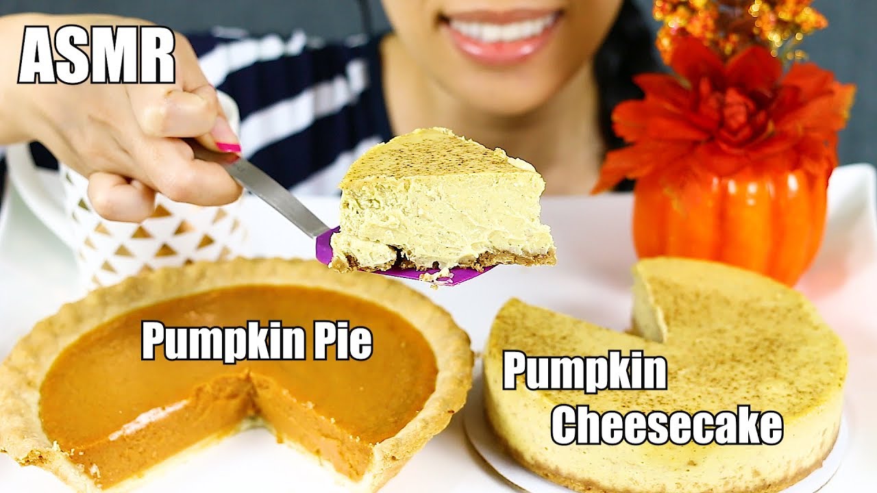 ASMR Eating🥧🥧 Pumpkin CHEESECAKE and Pumpkin Pie 🥧🥧! Happy Thanksgiving ...