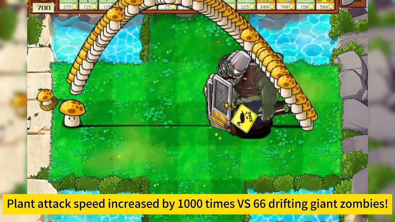 Plant attack speed increased by 1000 times VS 66 drifting giant zombies ...