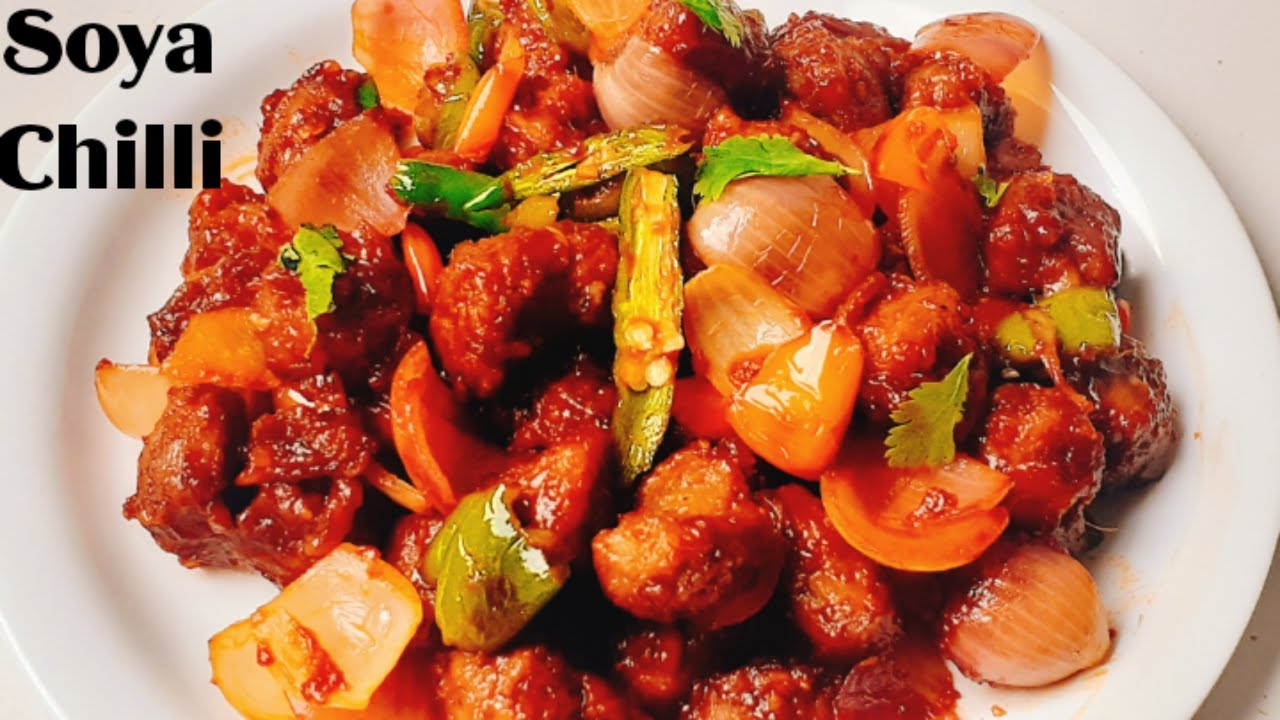 Soya Chilli Recipe Quick And Easy| Soya Manchurian Restaurant Style ...