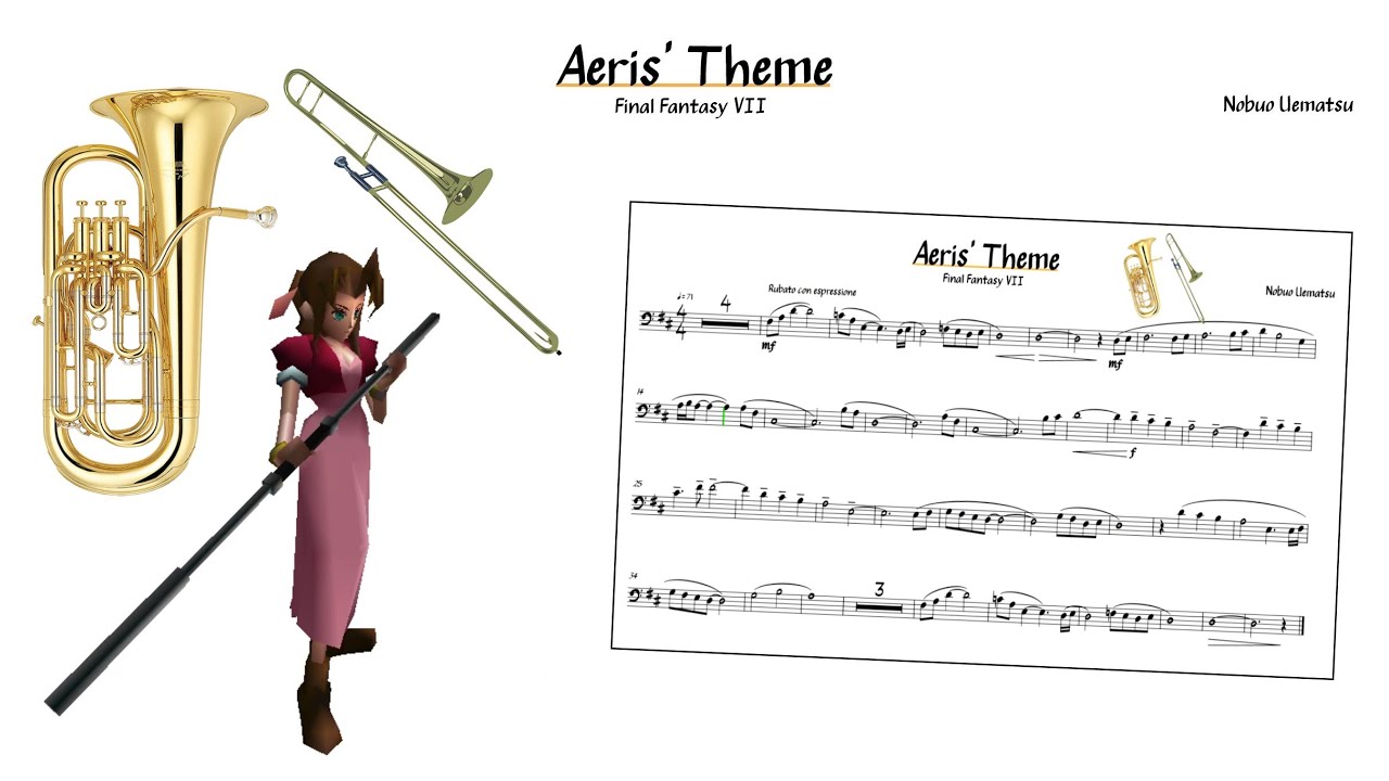 Aeris' Theme From Final Fantasy VII - Euphonium or Trombone Play Along ...