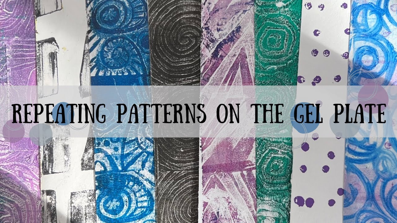 Repeating patterns on the gel plate with stamps and pens - YouTube