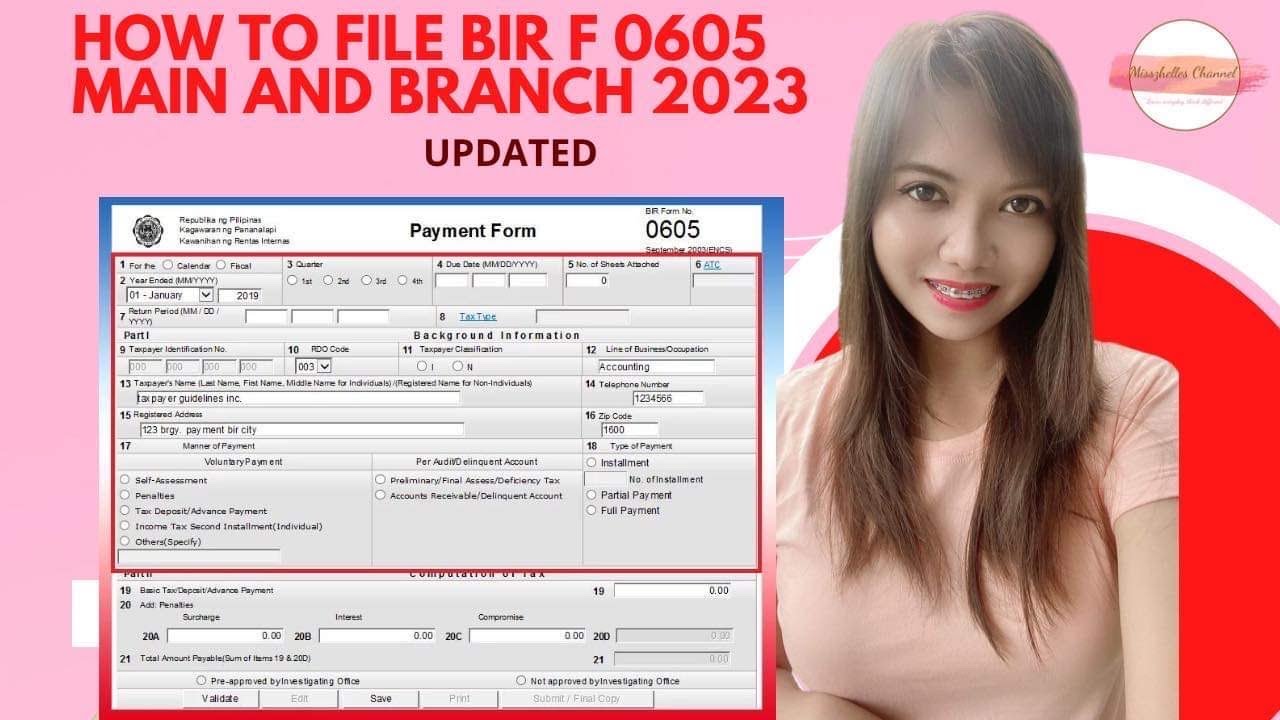 HOW TO FILE BIR FORM 0605 MAIN AND BRANCH 2023 UPDATED - YouTube