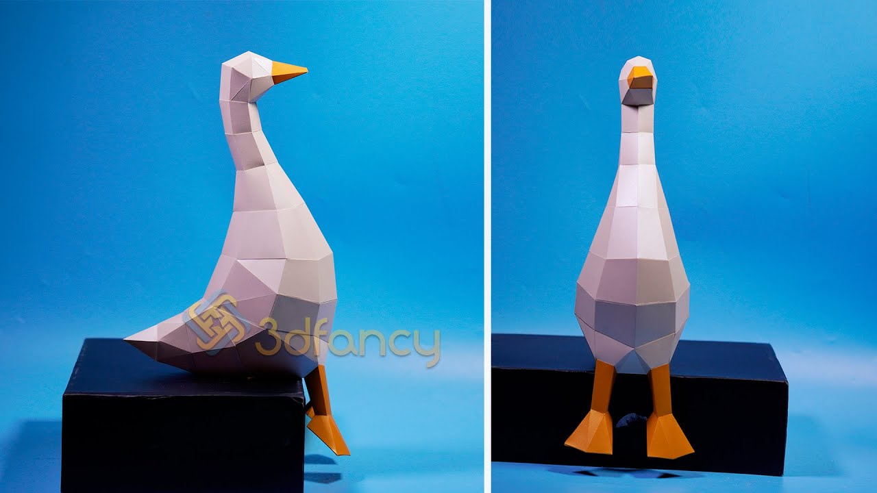 How to make Goose Sit Paper Craft - Low Poly PaperCraft Goose | Step by ...