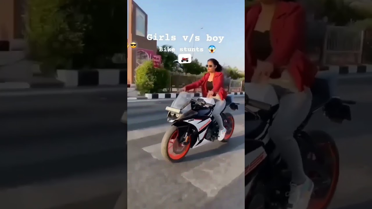 girl vs boys bike lider stunt 😂😰 #trending #tranding #instagram #shorts ...