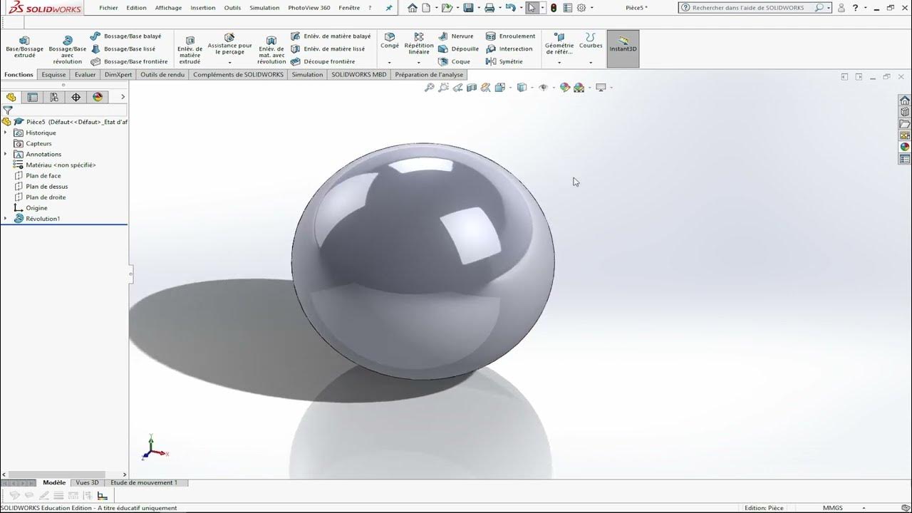 Tuto SolidWorks - Sphère en Français - YouTube