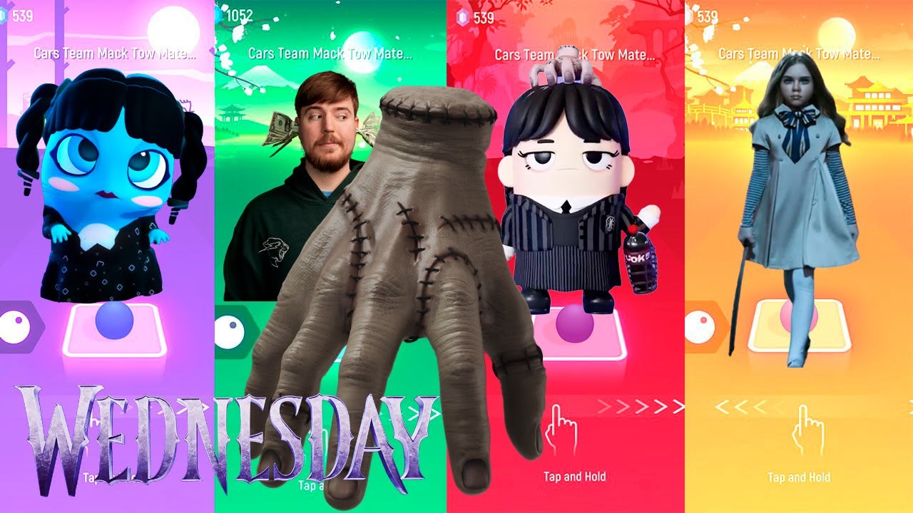 WEDNESDAY ADDAMS 🆚 MrBEAST LISA MONEY 🆚 WEDNESDAY 🆚 Megan M3GAN - Tiles ...