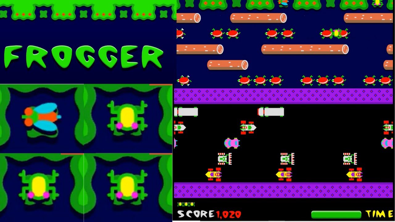 FROGGER - Arcade Game - Jumpy frog CROSSING BUSY STREET - YouTube