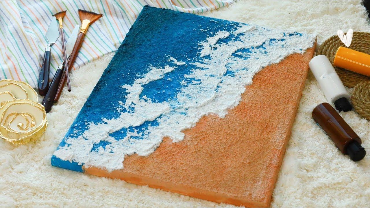 DIY Ocean Waves Textured Painting using Salt - YouTube