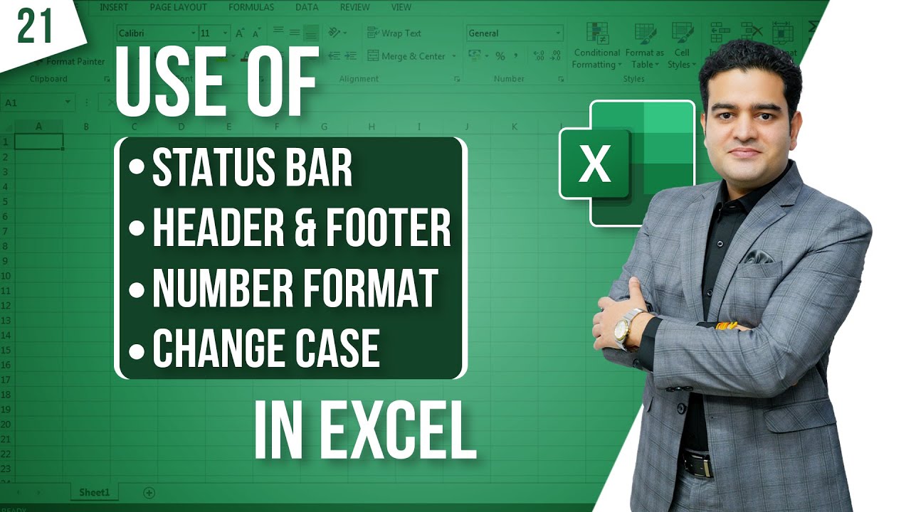 How to use Header & Footer, Status Bar, Number Format, Change Case in ...