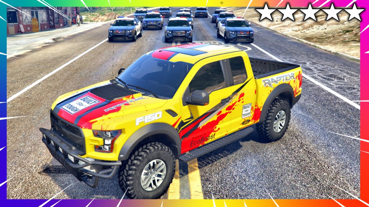 GTA 5 FORD RAPTOR POLICE CHASE | GTA V FIVE STAR COP BATTLE + Police ...