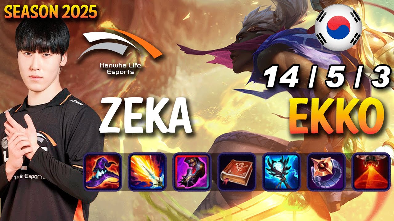HLE Zeka EKKO vs SYNDRA Mid - Patch 25.12 KR Ranked | lolrec - YouTube
