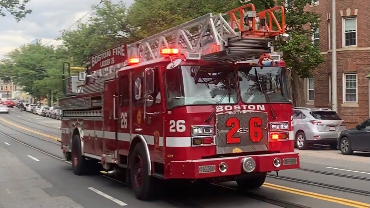 Boston Fire Department New Ladder 26 Responding - YouTube
