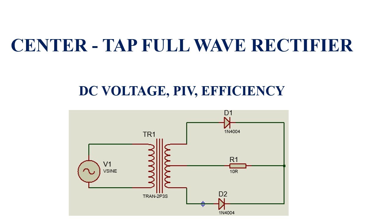 Center-tap full wave rectifier || piv, efficiency || dc output - YouTube