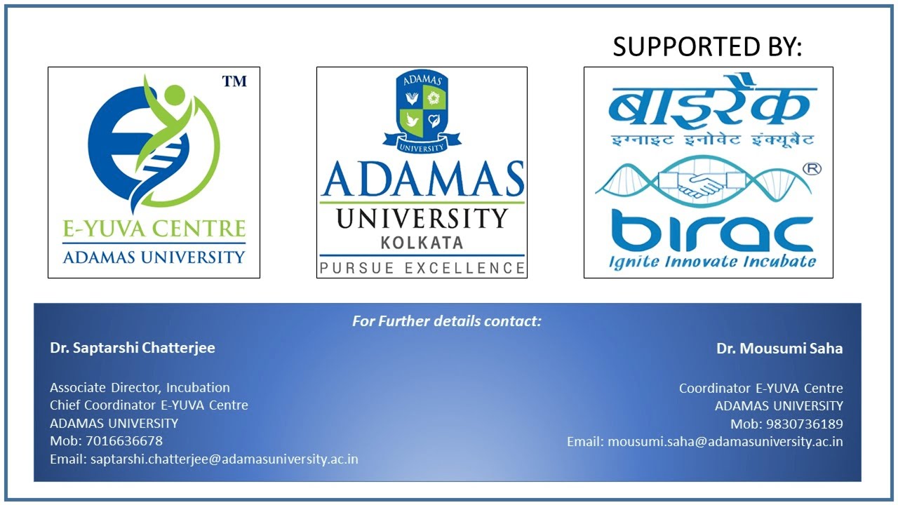 E-YUVA Centre, Adamas University-Supported by BIRAC A Govt. of India ...