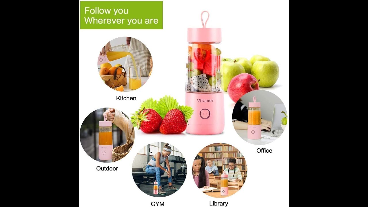 VITAMER 350ml Mini Portable Blender Juicer Cup USB Rechargeable Fruit ...