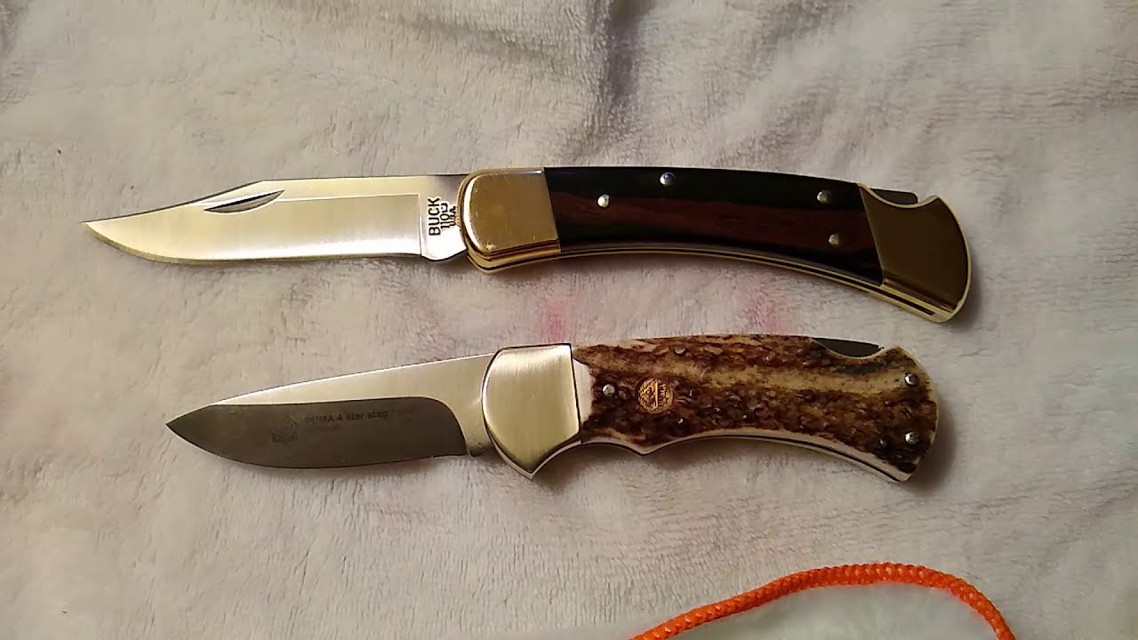 PUMA 4-Star Lockback (Stag) vs Buck 110 Lockback (Rosewood) - YouTube
