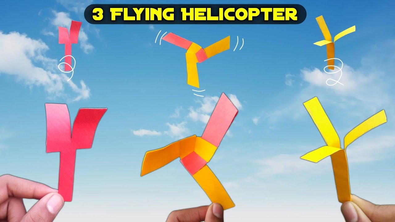 3 Easy Paper Helicopter || How to Make Paper Helicopter || Flying Toy ...