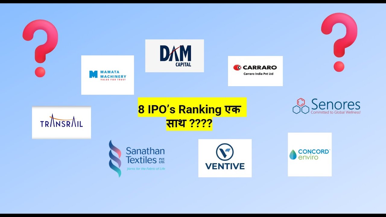 8 IPO’s Ranking एक साथ | 5 Point Comparision | Long Term | Listing ...