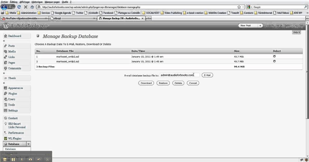 WP-DB Manager plugin for Peter from AudioforBooks.com - YouTube