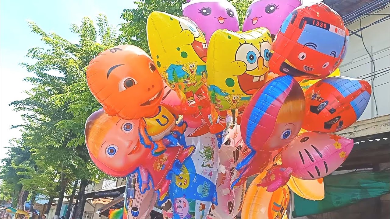 Balonku Ada Lima 💞 Balon Karakter Tayo, Hello Kitty, Marsha, Spongebob ...