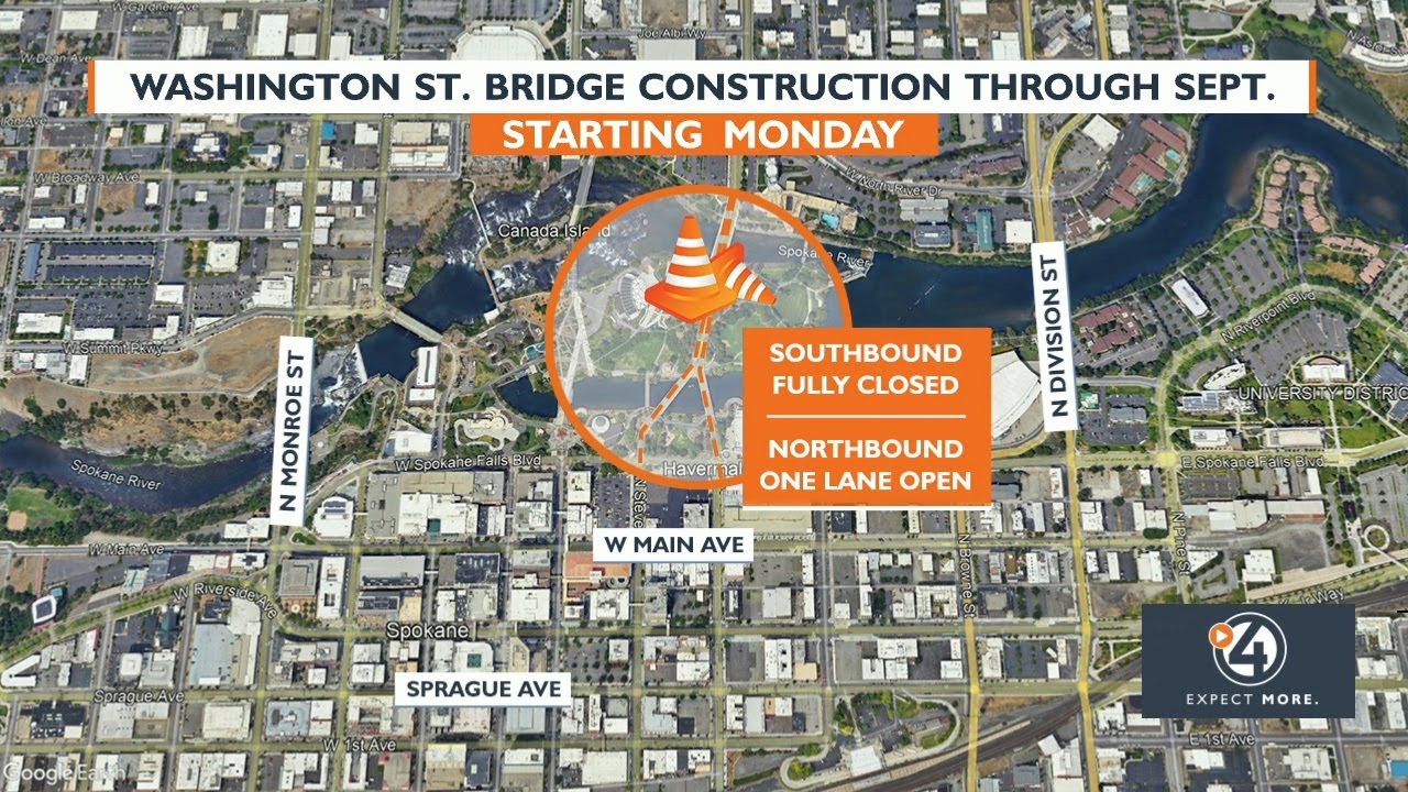 Washington Street bridge construction through September - YouTube