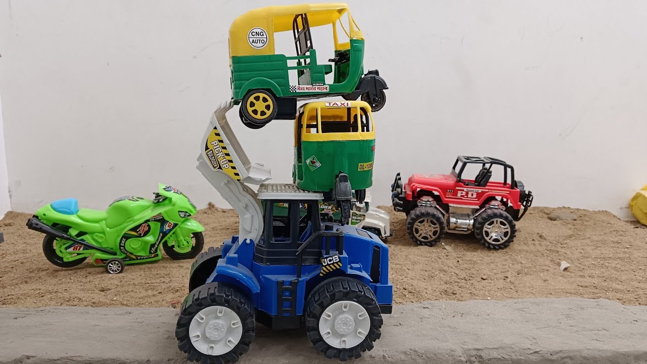 Bulldozers Tempo Police Car Helicopter Resign With Animal Toy l Animal ...