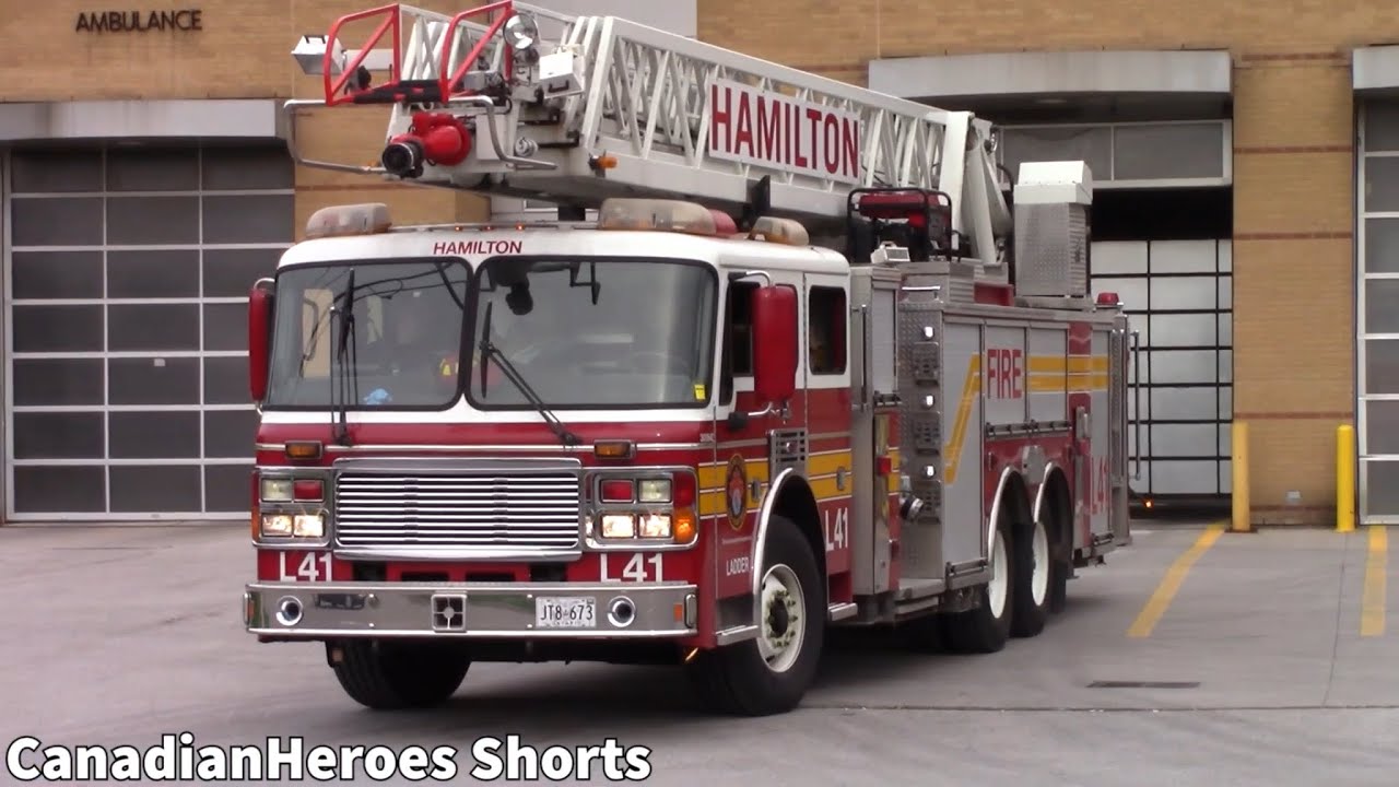 HFD - Hamilton Fire (Spare) Ladder 41 Leaving Fire/EMS Station #4! (5/5 ...