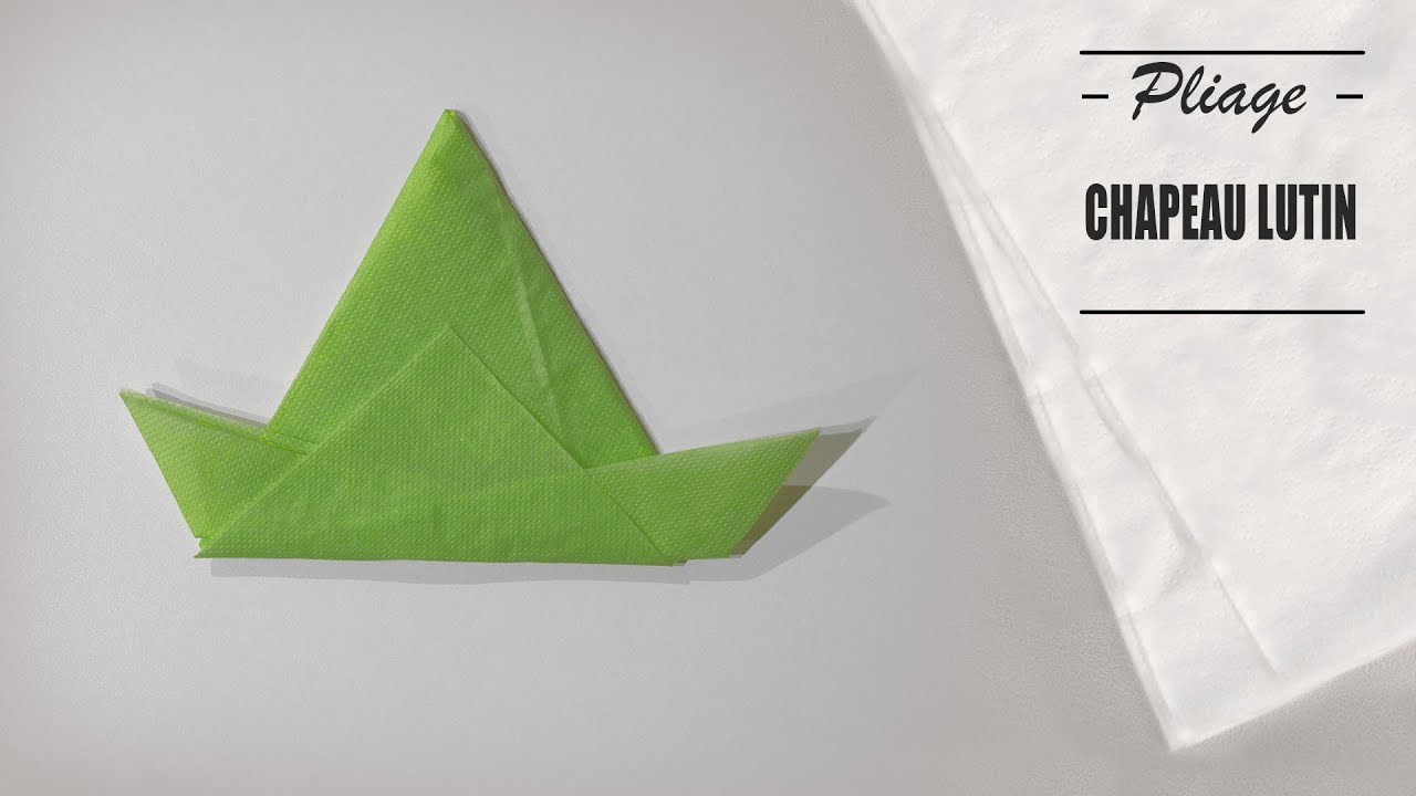 pliage serviette saint st patrick chapeau lutin origami - YouTube
