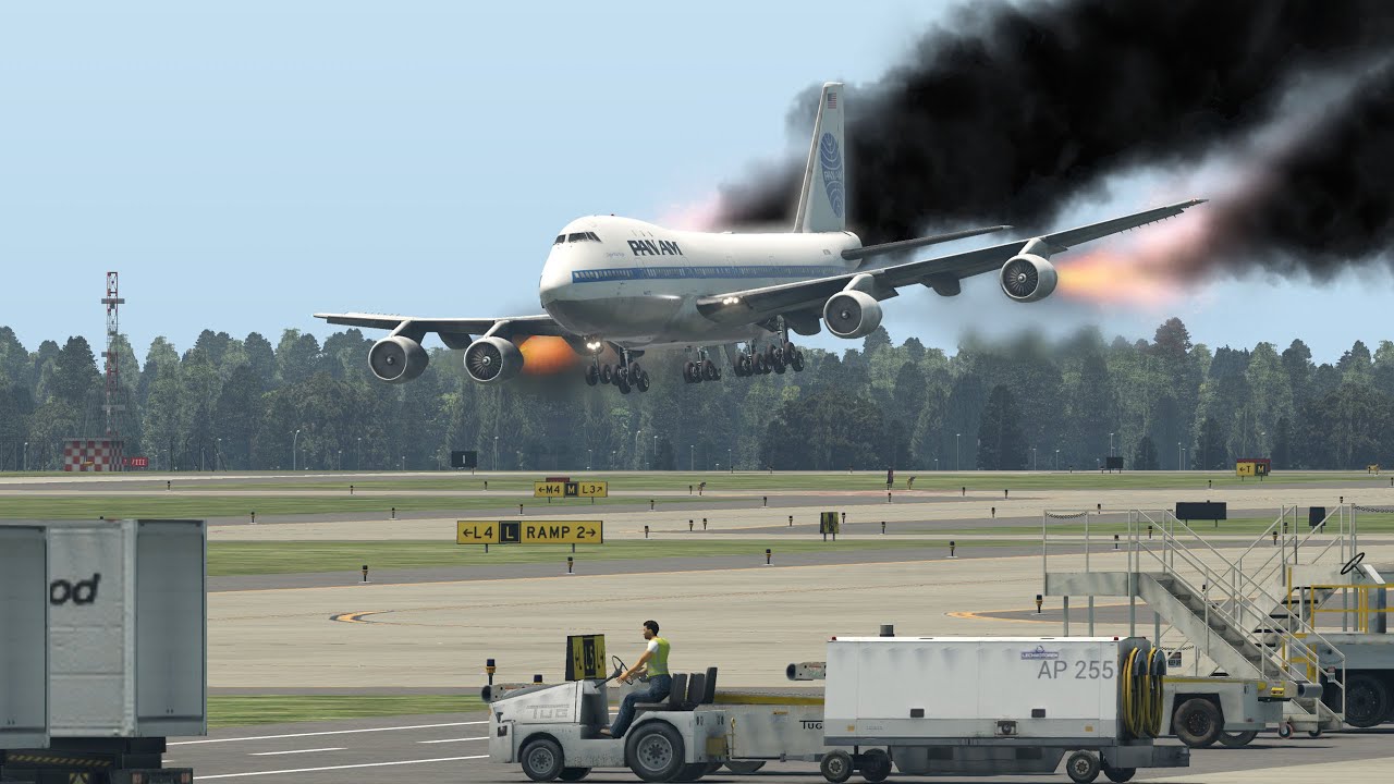 Terrifying Moments as Boeing 747 Catches Fire After Bird Strike - YouTube