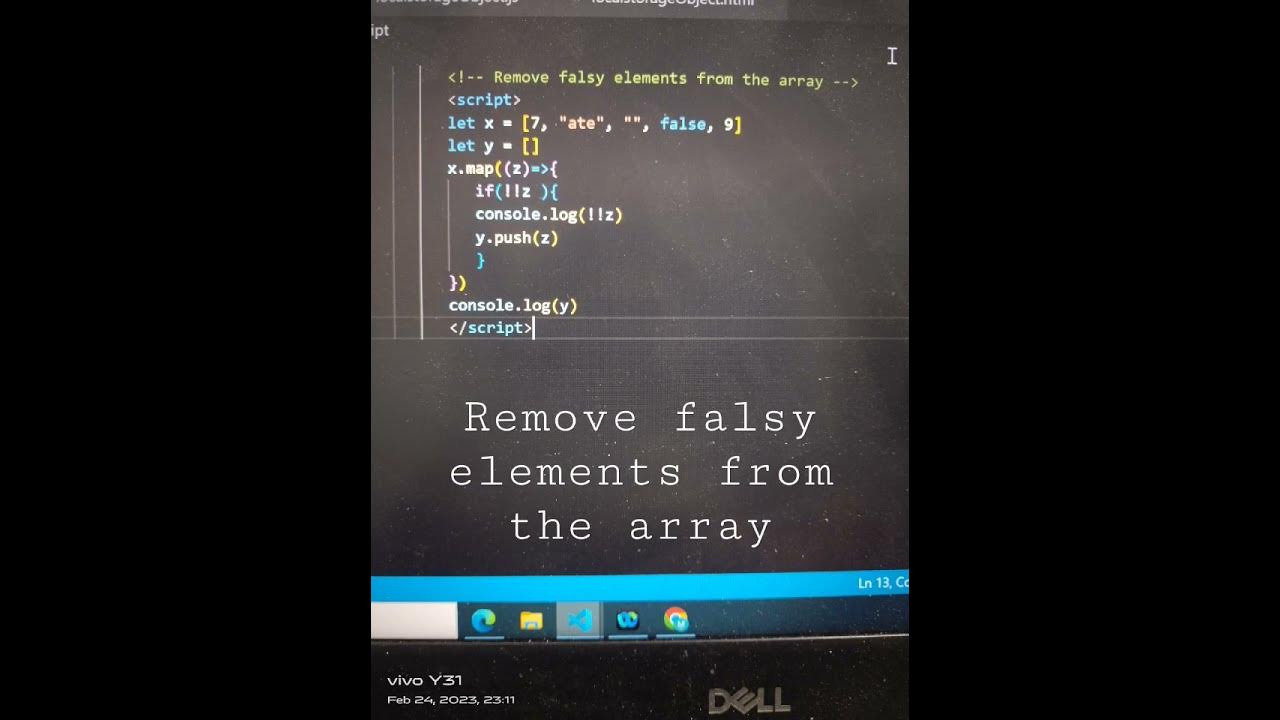 Remove Falsy Elements From The Array Youtube