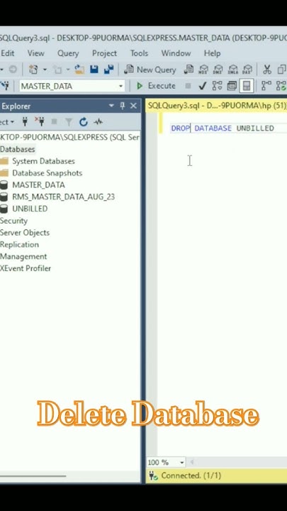 Delete Database in Sql #delete database #batabase delete in sql - YouTube