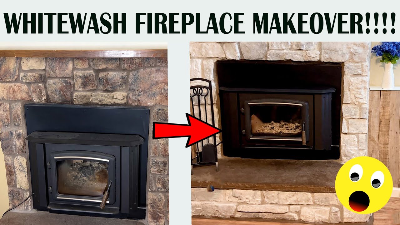 HOW TO WHITEWASH A STONE FIREPLACE - WORKS WITH BRICK TOO! - YouTube