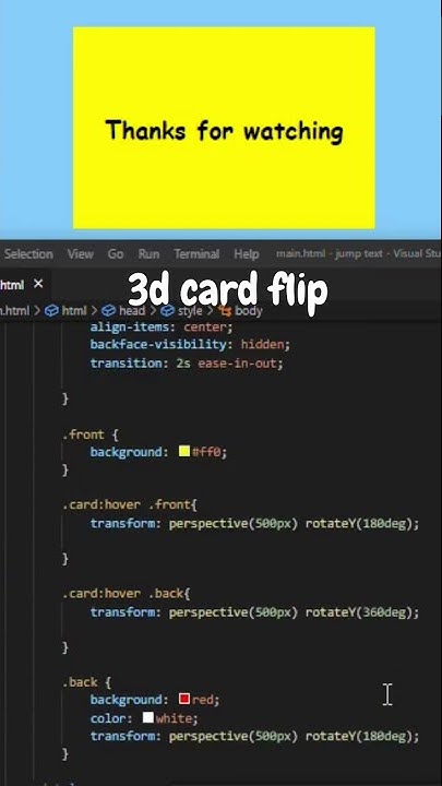 How to make 3D card flip - html css only - YouTube