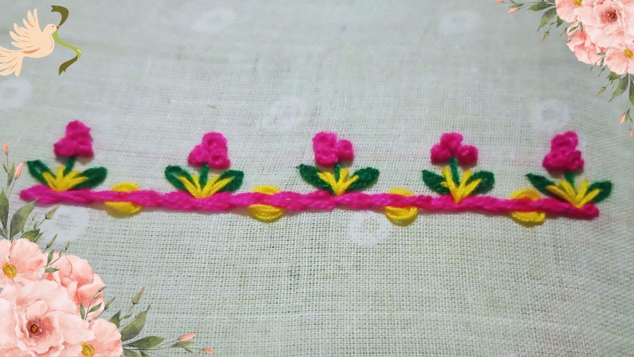 Easy and simple hand border embroidery. All over hand embroidery ...